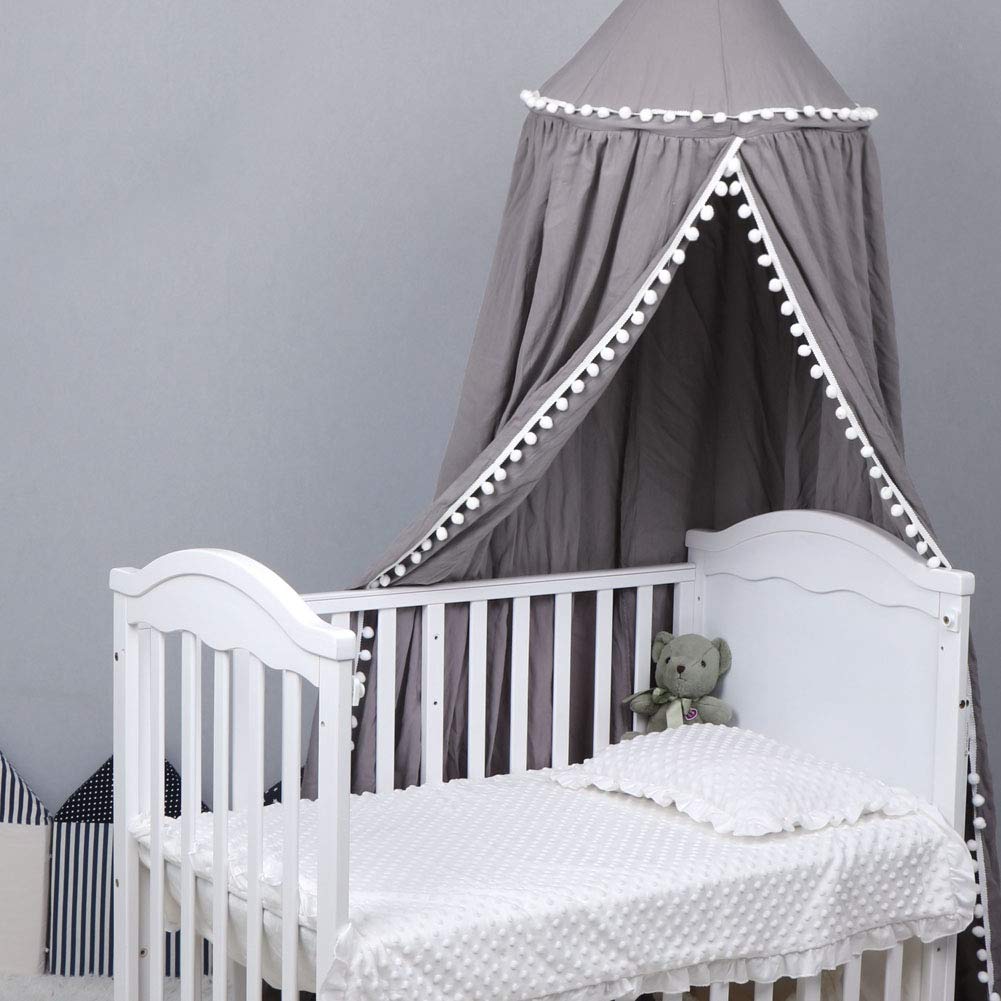 Uaugh Crib Canopy,Bed Canopy Hanging Canopy Insect Protection Dome Tent Room for Toddler(Gray)