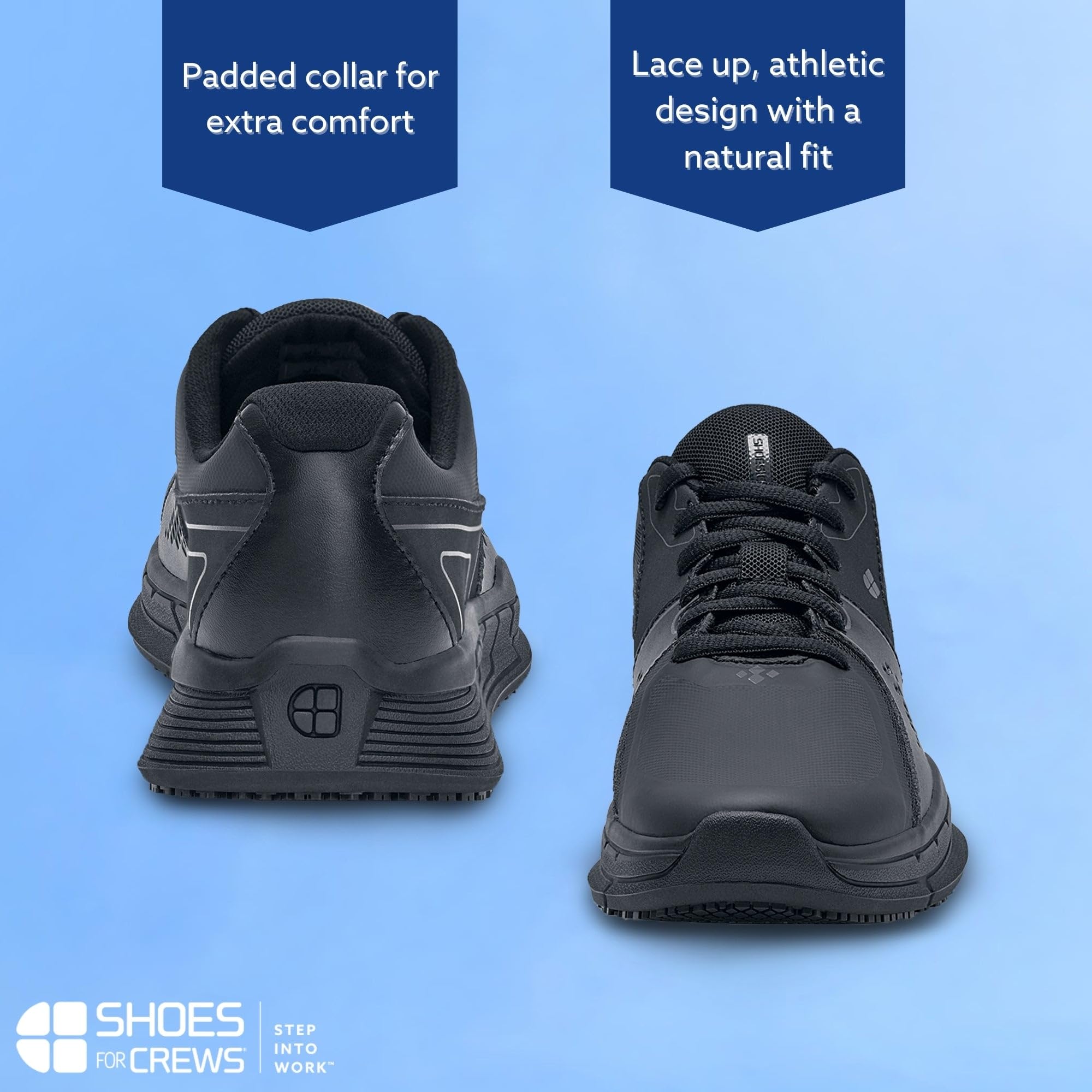 Shoes for Crews Falcon II, Women's Slip Resistant Work Shoes, Water Resistant, Black, Size 8.5