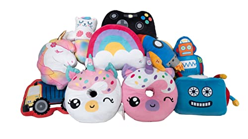 Unicorns & Robots Light Up Pillow for Kids, Plush Led Night Light for Boys and Girls, Oeko TEX Certified, Toddler’s Light Up Sleeping Toy, Video Game Console, Black