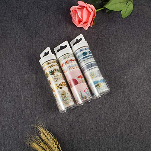 Washi Tape Set,Decorative Washi Masking Tape Set for DIY Craft, Gift Wrapping, Bullet Journal, Planner, Scrapbooking 17 Rolls*16.5ft(Washi Tape -Style 1)