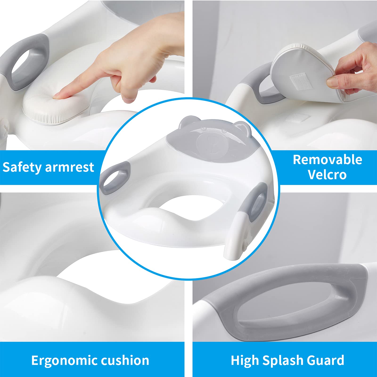 Victostar Potty Training Seat with Step Stool Ladder, Foldable Potty Training Toilet for Kids Boys Girls Toddlers-Comfortable Cushion Safe Handle Anti-Slip Pads