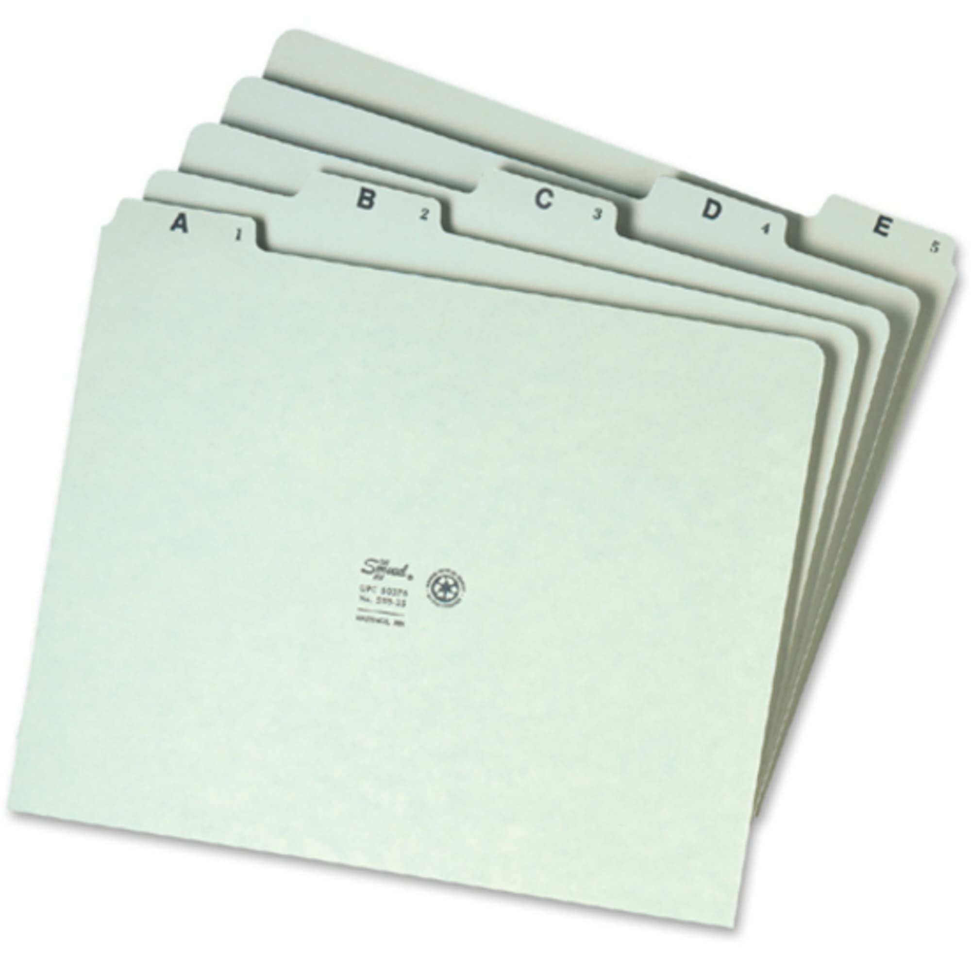 Smead Pressboard Guides, 1/5-Cut Tab (A-Z), Letter Size, Gray/Green, Set of 25 (50376)