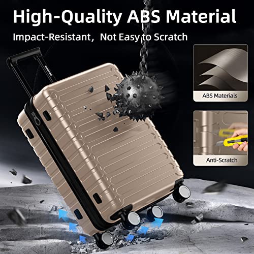 SHOWKOO Luggage Sets Expandable ABS Hardshell 3pcs Clearance Luggage Hardside Lightweight Durable Suitcase sets Spinner Wheels Suitcase with TSA Lock (Black)