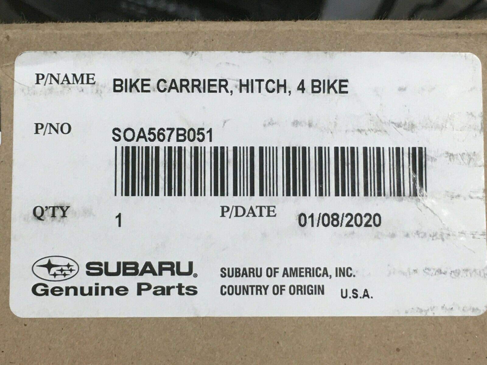 Subaru 2020-2024 Outback 2022-2024 Forester 2019-2024 Ascent 2024 Crosstrek Thule Hitch Mounted Bike Carrier 4 Bikes SOA567B051 Genuine