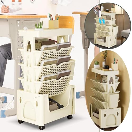 Storage Rolling Cart, 5 Tiers Moving Cart, Foldable Utility Cart, Multifunctional Rolling Drawer Cart, Removable Rolling Storage Trolley with Wheels, Mobile Storage Organizer, Storage Cart for Books
