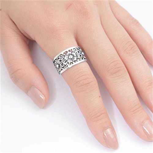 Women's Flower Fashion Sunflower Ring New .925 Sterling Silver Band Size 6