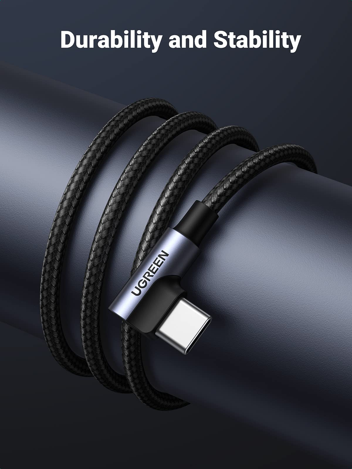 UGREEN USB to USB C Cable 90 Degree USB C Fast Charging Cord Compatible with iPhone 15/15 Plus/15 Pro/15 Pro Max/Samsung Galaxy S10/S10+/Pixel 7/6a/LG G8/G7/Pixel/Switch, etc, 1.6FT