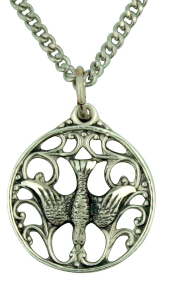 Yonune Creed The Holy Spirit Dove 5/8 Inch Sterling Silver Pierced Medal