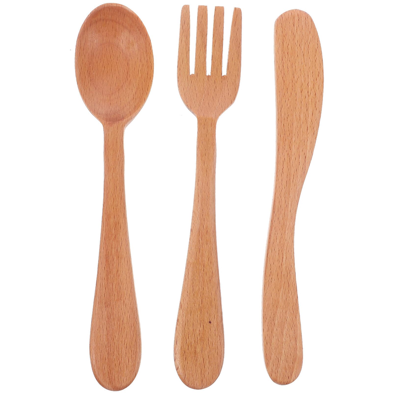 UPKOCH 1 Set Wood Cutlery Wood Flatware Western Food Flatware Toddler Cutlery Bamboo Utensil Steak Fork Spoon Kit Household Cutlery Kit Tableware Student Wooden Portable and Fork