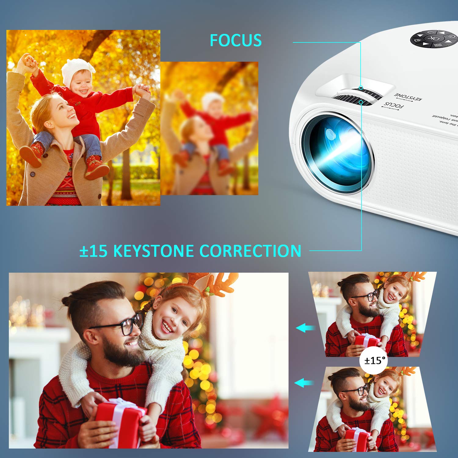 Wireless WiFi Projector, DIWUER 2021 Newest 4500 Lux Portable Mini Projectors for Outdoor Movies, Support Wireless/ USB Cable Mirroring, Compatible with TV Stick, PS4, iPhone, Android, Windows