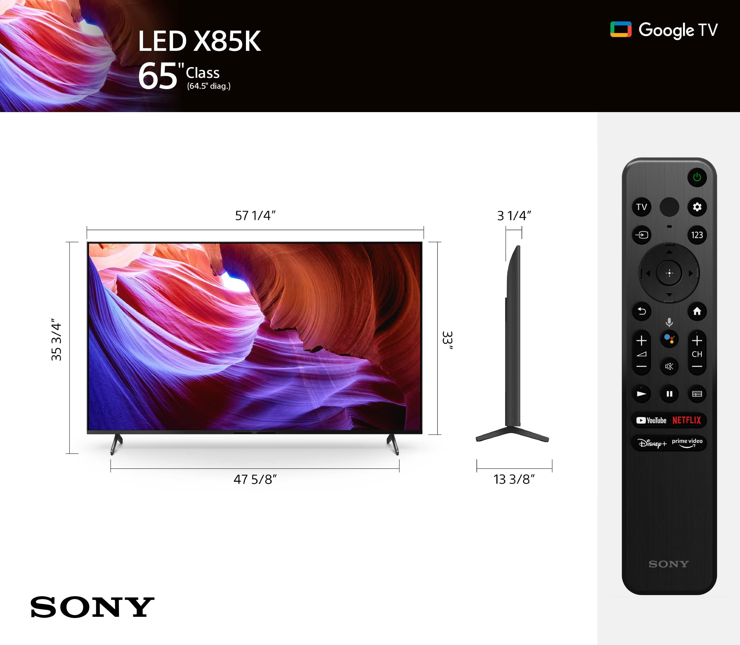 Sony 65 Inch 4K Ultra HD TV X85K Series: LED Smart Google TV with Dolby Vision HDR and Native 120HZ Refresh Rate KD65X85K- Latest Model, Black