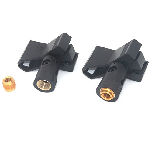 Weymic Stands Black Universal Handhold Butterfly Microphone Clip Holder 2-pack with 5/8" Male to 3/8" Female Nut Adapters for Handhold Microphone