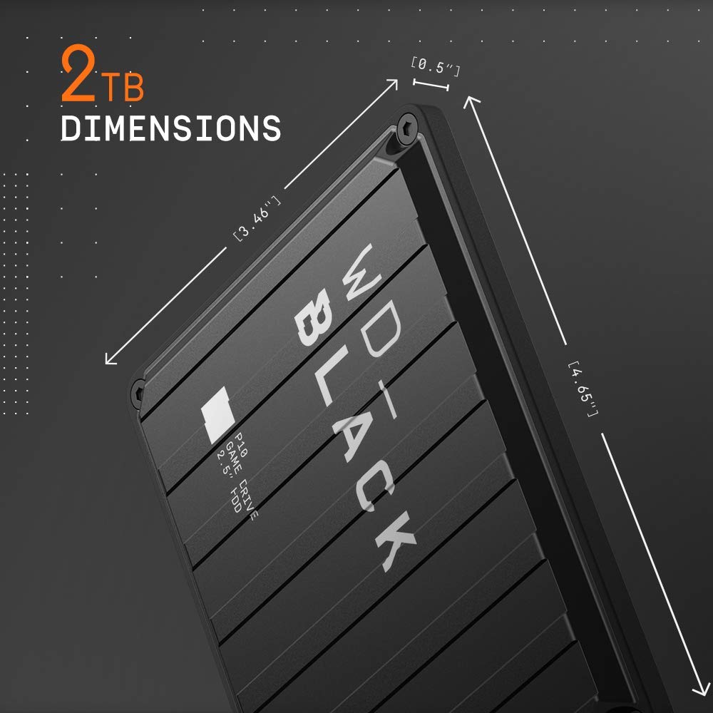 WD_Black 2TB P10 Game Drive, Portable External Hard Drive Compatible with Playstation, Xbox, PC, & Mac - WDBA2W0020BBK-WESN & 2TB WD Elements Portable External Hard Drive, USB 3.0 - WDBU6Y0020BBK-WESN