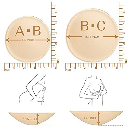 URSMART 6 Pairs Round Bra Inserts Pads, Removable and washable Bra Cups Inserts for Bikinis Top Swimsuit Sport Bra (A/B Beige)