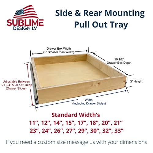 Sublime Design - Baltic Birch Wood Pull Out Cabinet Organizer | Slide Out Drawers For Kitchen Cabinets | Replacement Kitchen Drawer (Side Mounting, 11" Inches Wide)