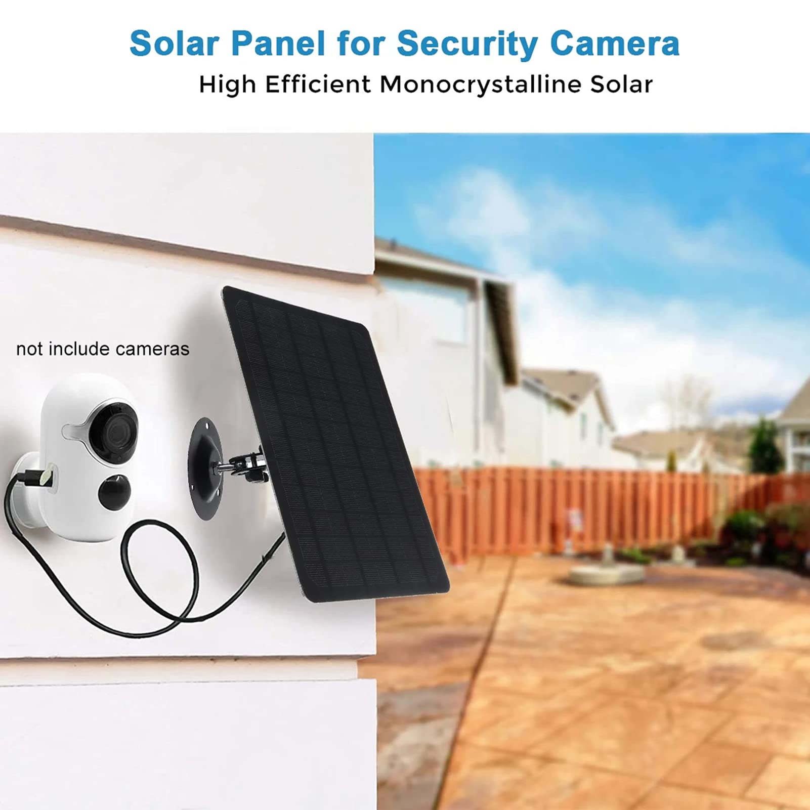 XIXIAN 10W 6V Micro USB Solar Panel 2000mAh 360-degree Rotation Waterproof Wall Mounted Monocrystal Silicon Solar Plate for USB Camera