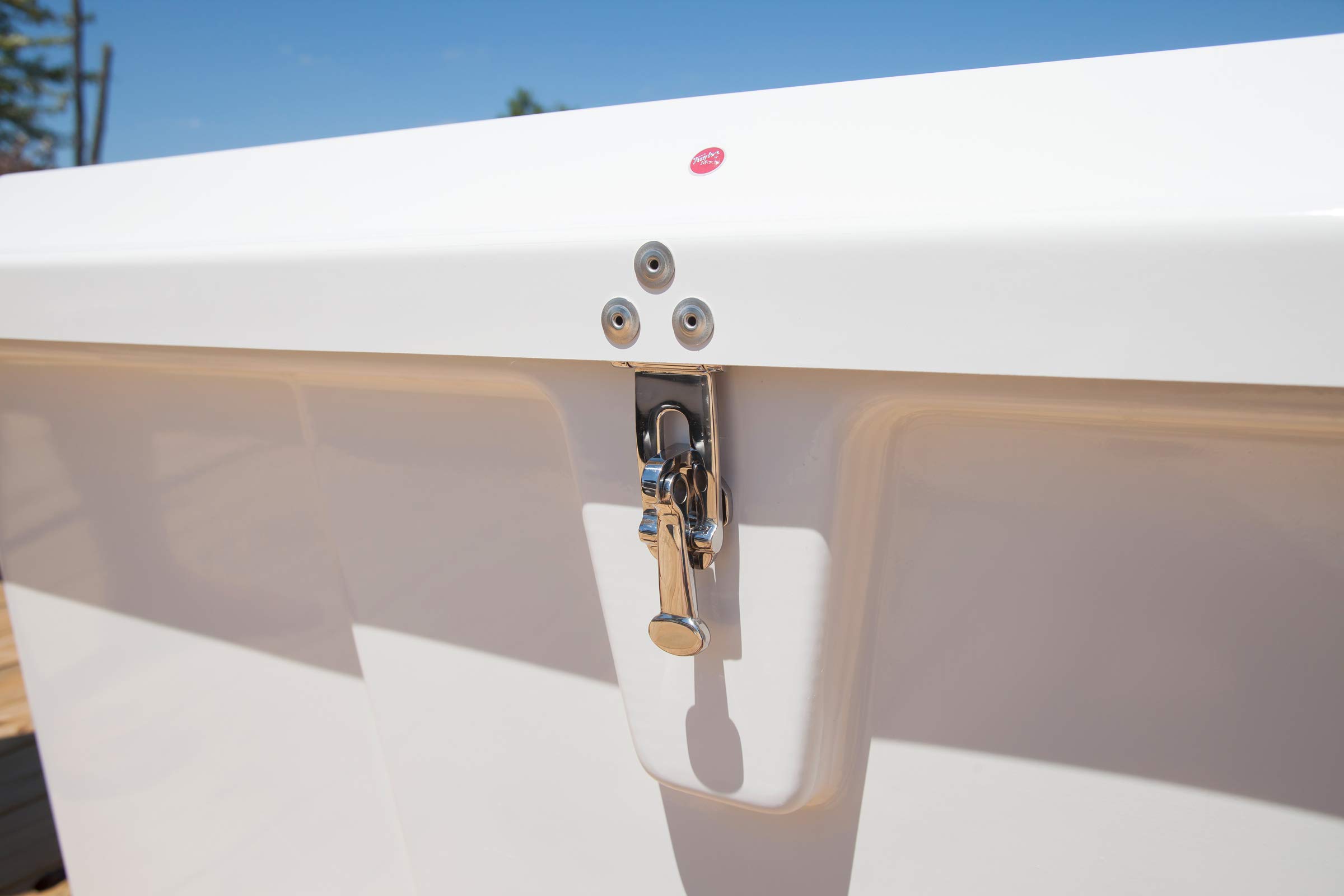 Taylor Made Stow 'N Go Fiberglass Dock Box with Top Seat - Large (29H x 72"W x 29"D) β Durable and Secure Storage for Boat Accessories - UV Gelcoat Finish - Stainless Steel Latch β 2020108645