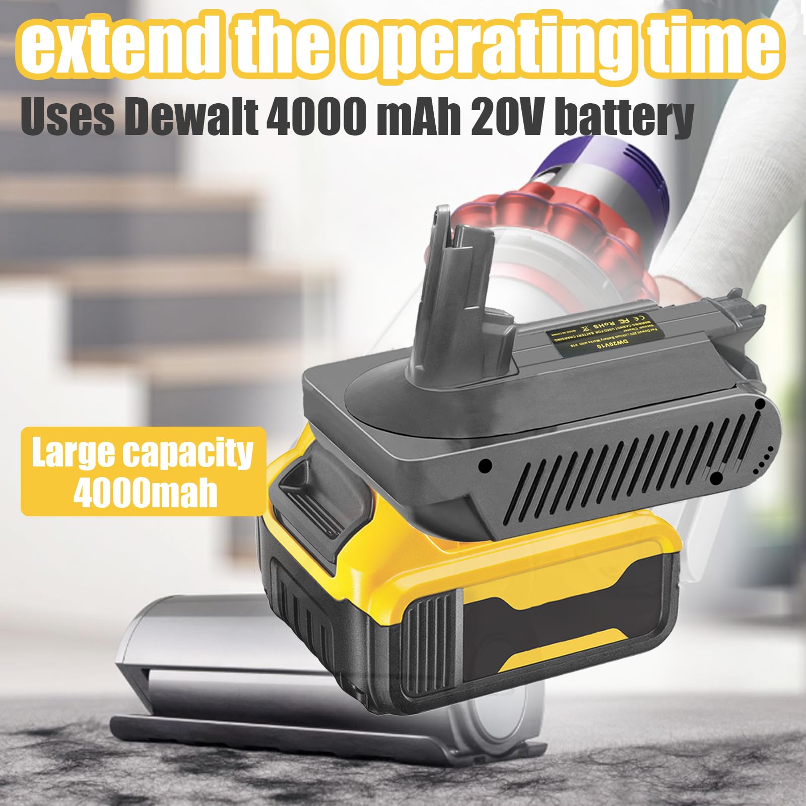 URUN V10 Adapter for Dewalt 20V Max Li-ion Battery, Compatible with Dyson V10 Vacuum Cleaner Models