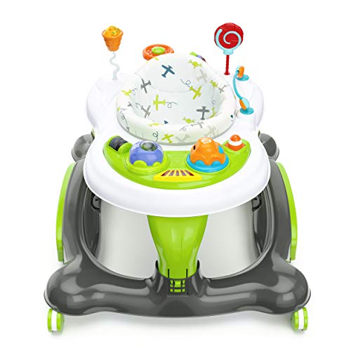 Storkcraft 3-in-1 Activity Walker and Rocker with Jumping Board and Feeding Tray, Interactive Walker with Toy Tray and Jumping Board for Toddlers and Infants, Green