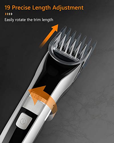 Waterproof Cordless Beard Trimmer Hair Clippers for Men,All-In-One Professional Beard Trimmer for Men with 39 Adjustable Cutting Lengths, Hair Trimmer with Lithium Battery, USB Charge(Sliver)
