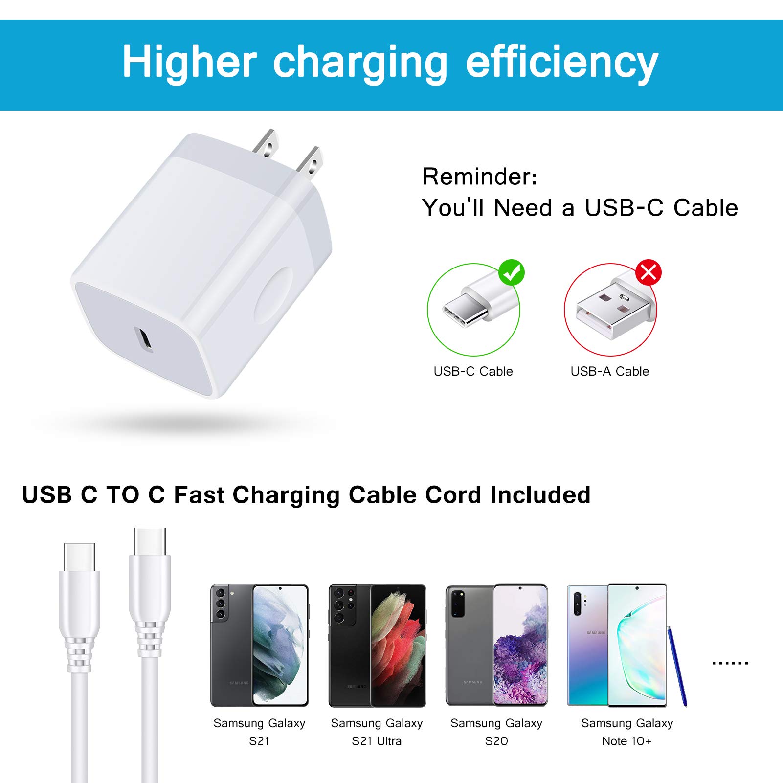 USB C Pixel 7a Charger Block for Google Pixel 8Pro 7 6a 6 5 4 3,Super Fast Charging Type C Wall Plug 20W,6ft USB C Cable for iPhone 15,Samsung Galaxy S24 S23 S22 S21 A54 A14 A13 A34 A53 Z Fold 5 4 5G