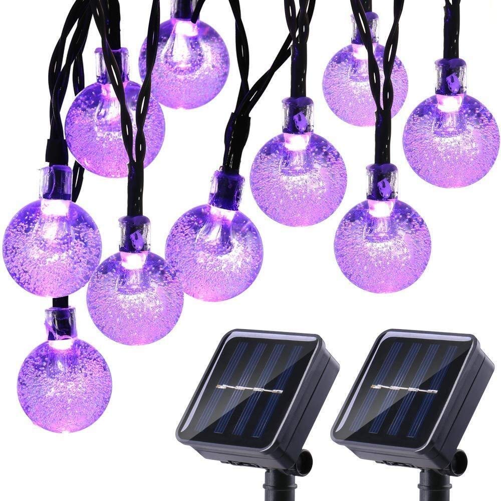 WDWL Solar String Light, 20LED, 5m Outdoor Crystal Ball Christmas Decorative Lights Christmas Tree Lawn Home Garden, Dew Purple Waterproof Solar Lamp