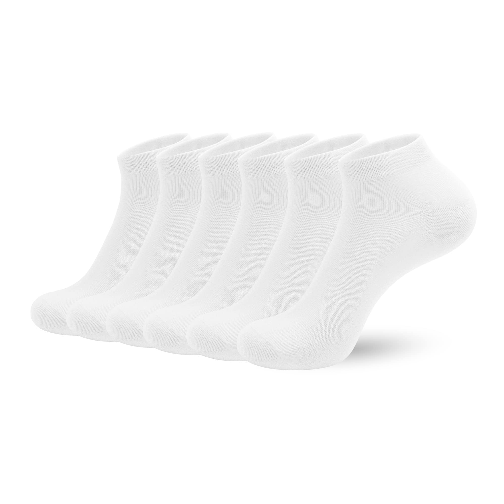 Women's Thin Ankle Low Cut Socks Rayon Bamboo Lightweight Flat Seam Athletic Sock, 6 Pack Ladies Running Sock (White, US Size 8-11)