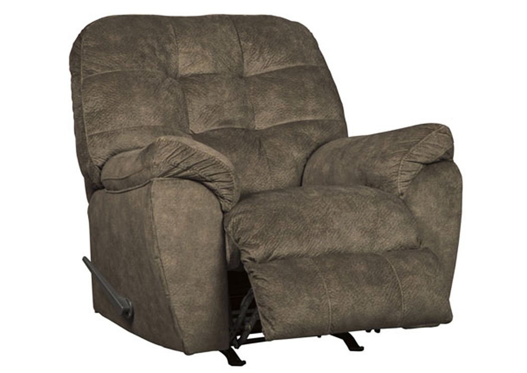 Signature Design by Ashley Accrington Plush Manual Rocker Recliner, Tufted Back, Brown