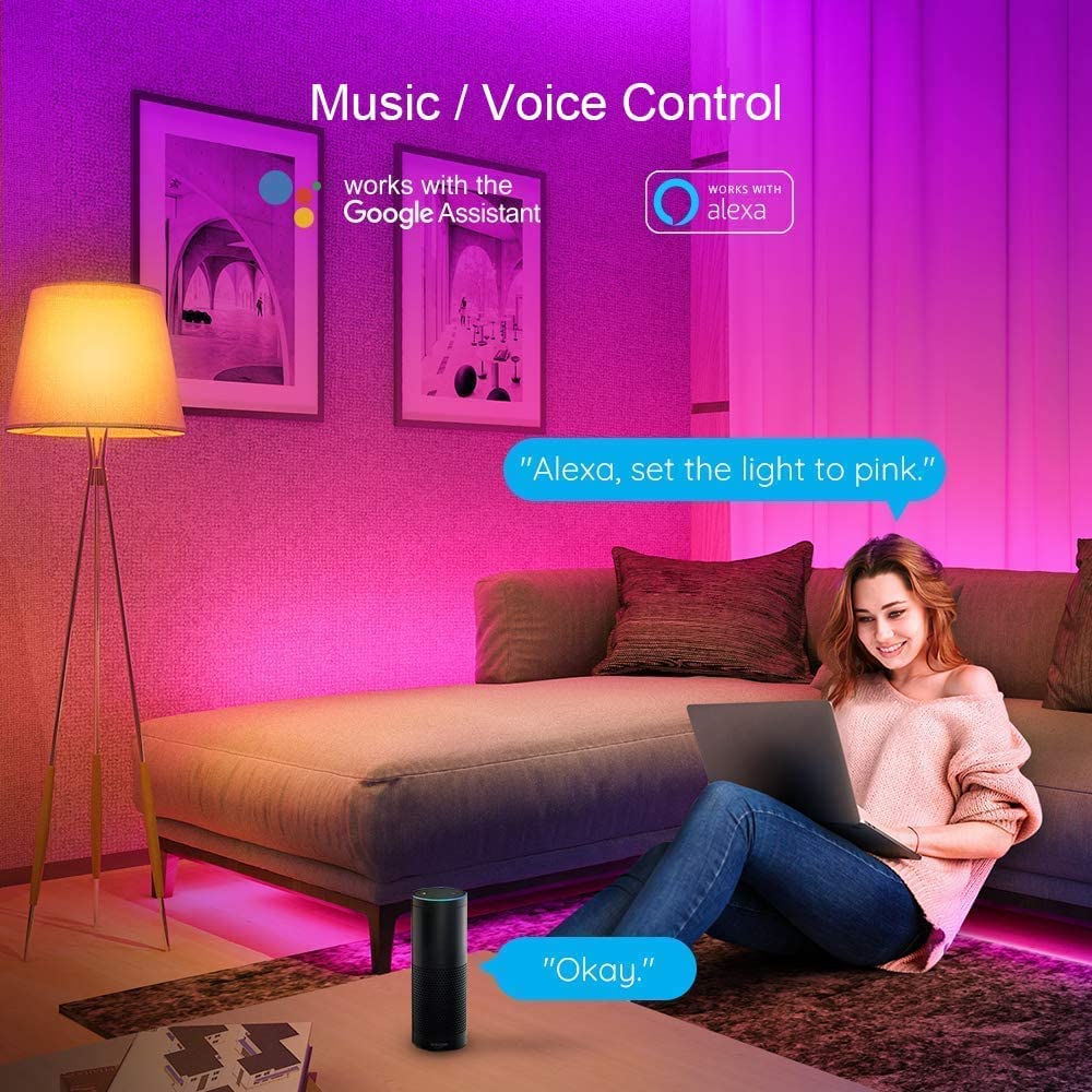 Sumaote Dream Color LED Strip Lights, 32.8ft 5050 WiFi Control Color Changing Rainbow LED Light Strips Chasing Effect, LED Strip Lights Sync to Music, Compatible with Alexa Google Home
