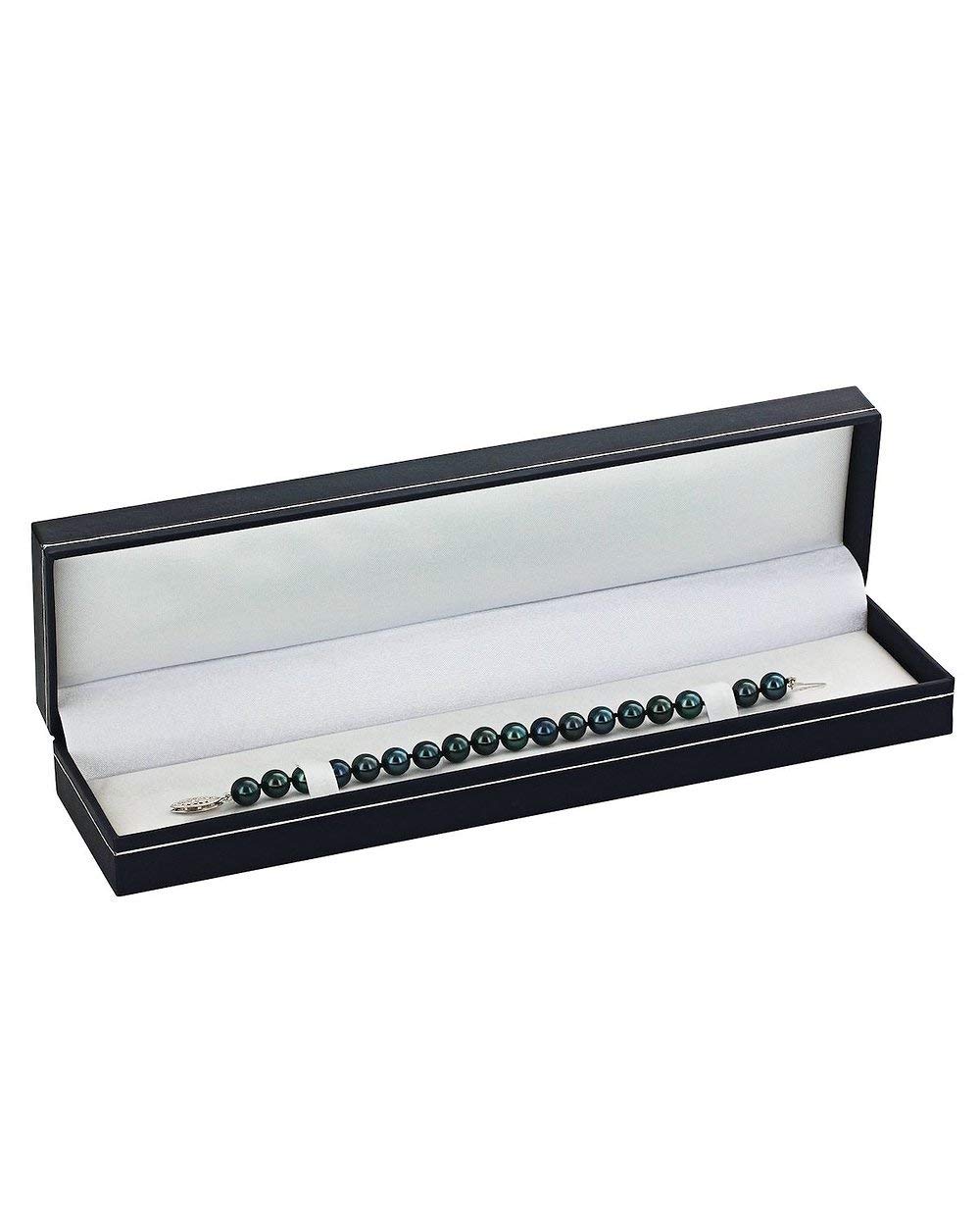 The Pearl Source Pearl Bracelet for Women 5.5-6.0mm Black Japanese Akoya Cultured Pearls in AA+ Quality with 14K Gold