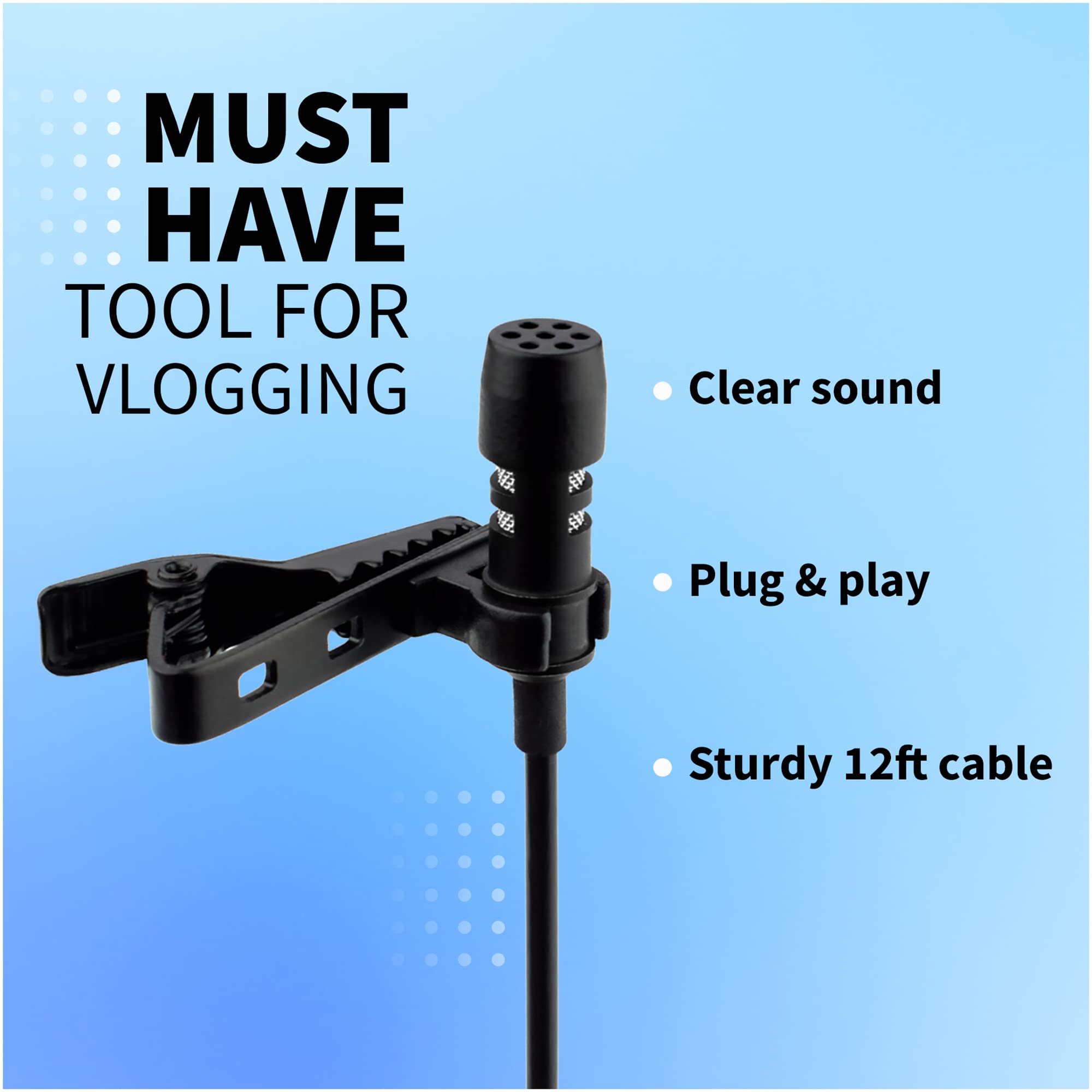 YouMic - Small Lavalier Microphone with Clip - Lav Lapel Mic for Camera Phone iPhone iOS Android PC Laptop Video Recording - Noise Cancelling 3.5mm Jack