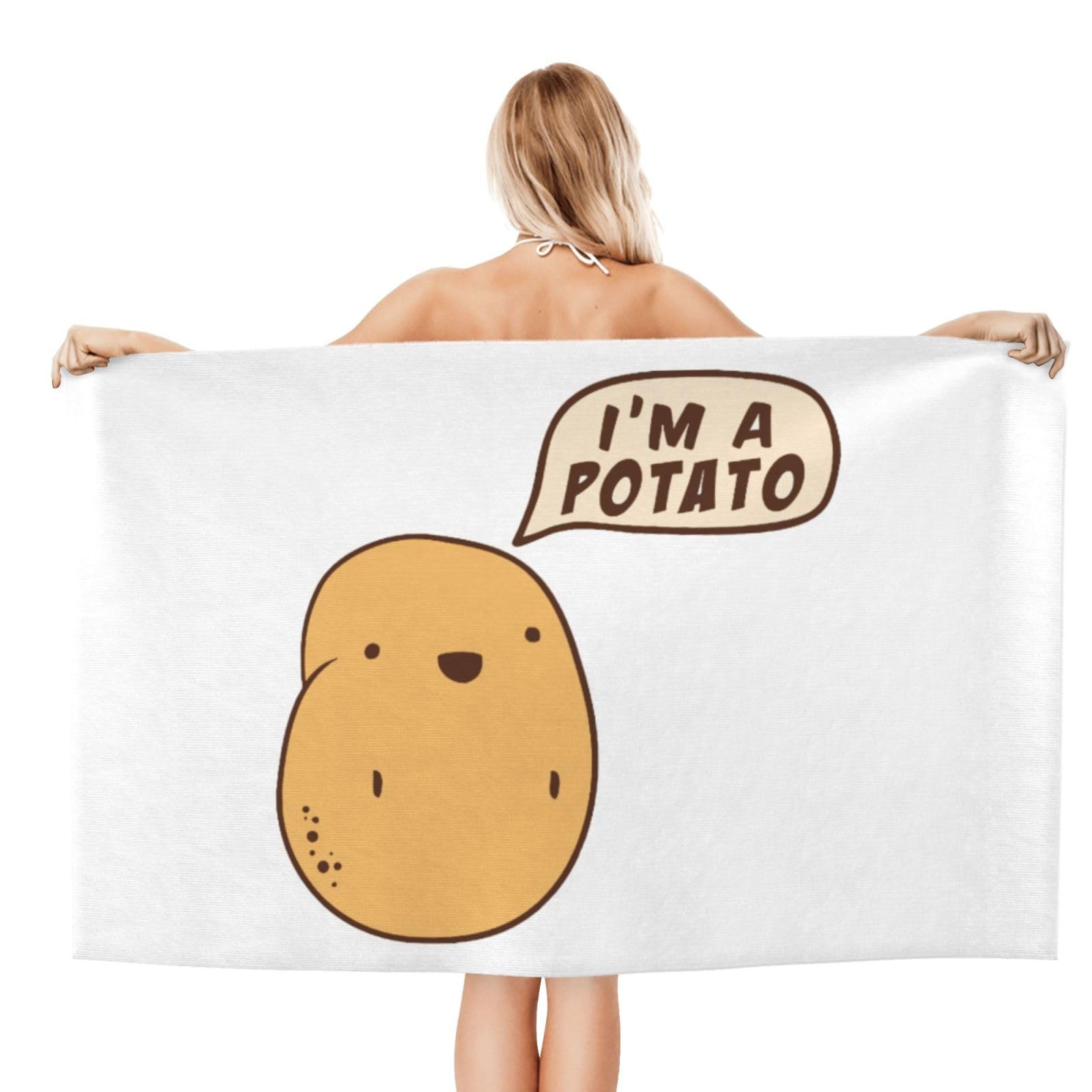 Zahika I'M A Potato Beach Towel Absorbent Bathroom Towels Beach Towels Oversized Super β32x52 Inch