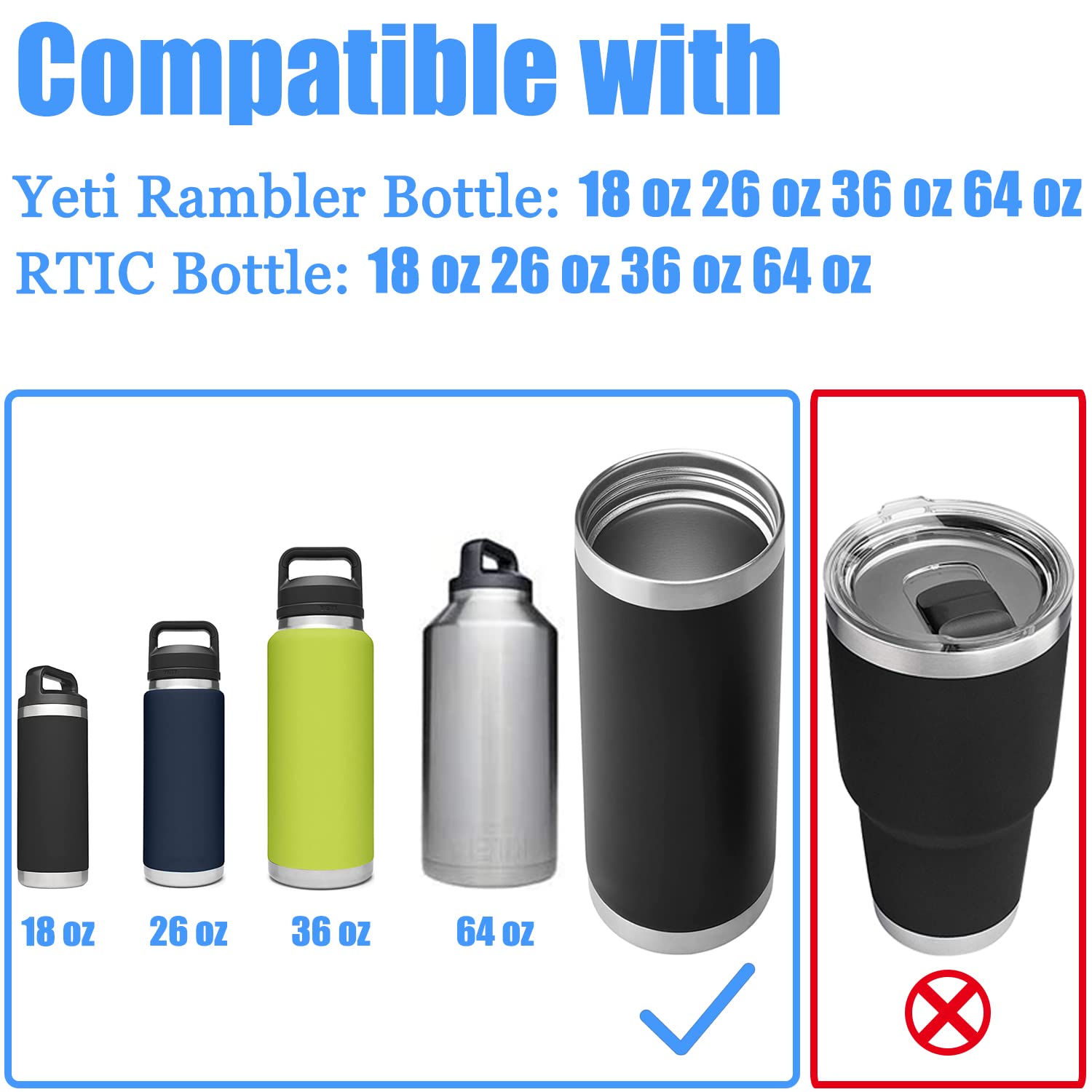 Straw Lid for Yeti Rambler Bottle - 18 26 36 64 oz, Lid with Straws and Flexible Handle for Yeti Straw Lid Replacement, Straw Cap Compatible with Yeti Rambler Bottle Water Bottle Accessories