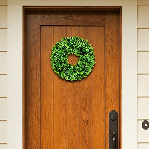 Souarts 17" Eucalyptus Wreath-Artificial Greenery Wreath Boxwood, Front Door Wreath for Indoor Outdoor Home Office Wall Wedding Holiday Decor