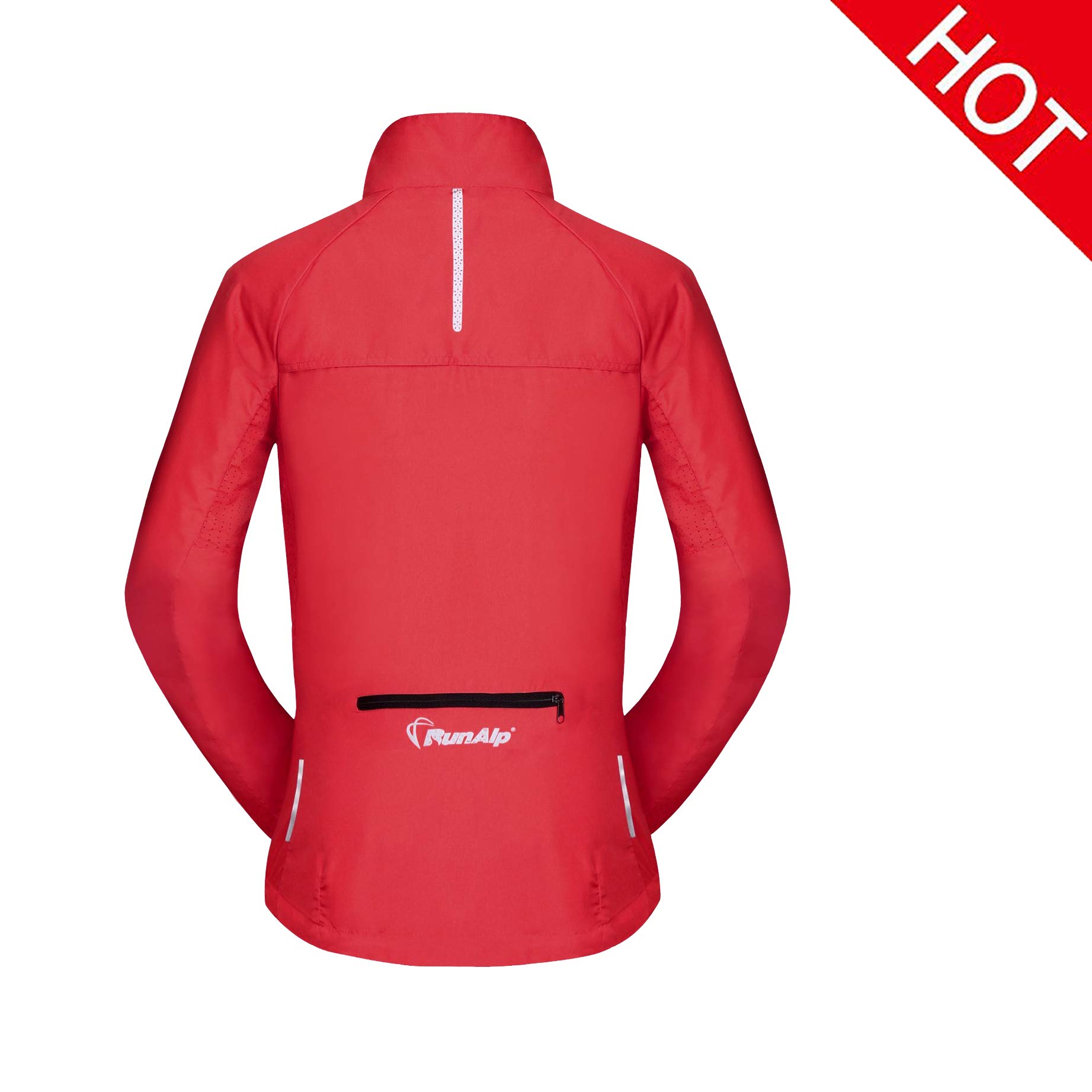 Women's Packable Windbreaker Jacket, Lightweight and Water Resistant, Active Cycling Running Skin Coat, Red XL