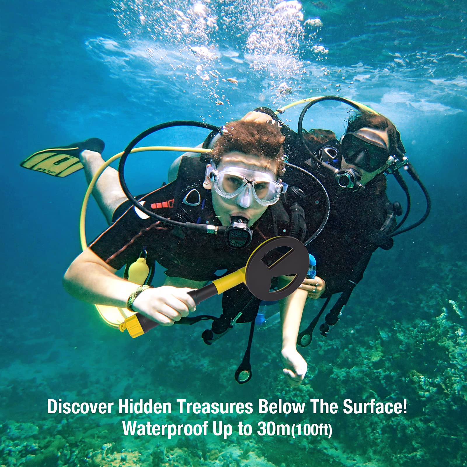 Wedigout Underwater Fully Waterproof Pin Pointer Metal Detector 100Feet Waterproof Handheld Pulse Induction Metal Finder with Pin Point Feature LED Indicator
