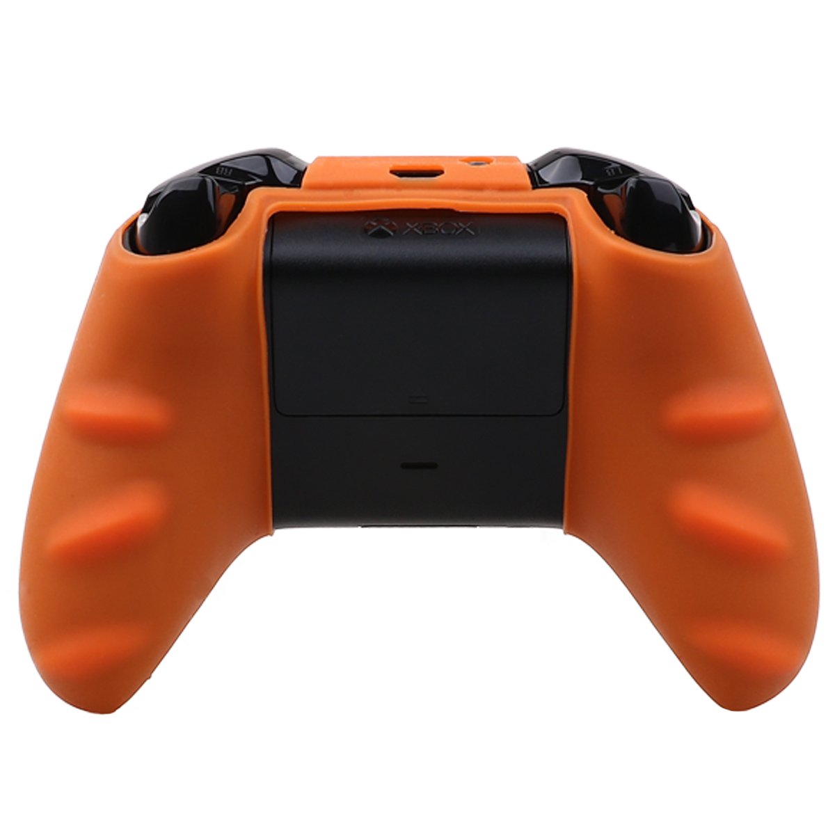YoRHa Silicone Cover Skin Case for Microsoft Xbox One X & Xbox One S Controller x 1(Orange) with Pro Thumb Grips 8 Pieces