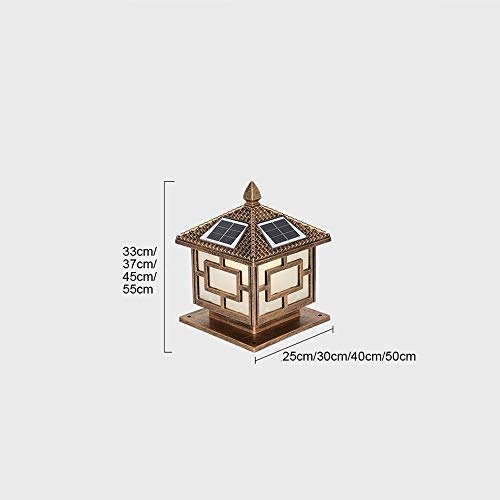 Zeyujie Spire Chinese Character Lawn Night Light Column Headlight Solar Light Outdoor Wall Light Garden Light gate Light Home Villa Garden Light Waterproof gate Light (Color : Bronze, Size : XL)