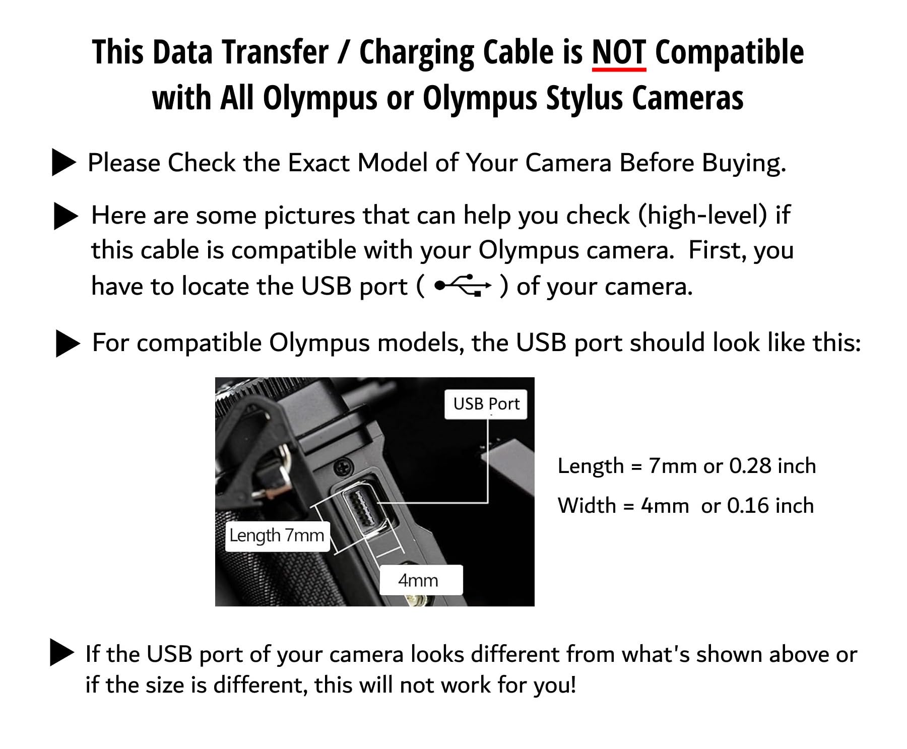 USB Data File Picture Transfer Charger Charging Wire Cord Cable CB-USB5 CB-USB6 CB-USB8 for Olympus Tough TG-830 TG-630 TG-860 TG-870 & Select Stylus (See Product Details & Pictures Before Buying)