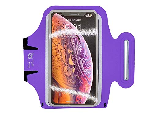 Wonder Stage Water Resistant Smartphone Armband Running Holder for iPhone Pro Max Plus Mini SE (13/12/11/X/XS/XR/8/7/6/5) Galaxy S Ultra Edge Note (21/20/10/9/8/7/6/5) Adjustable Strap & Key Pocket