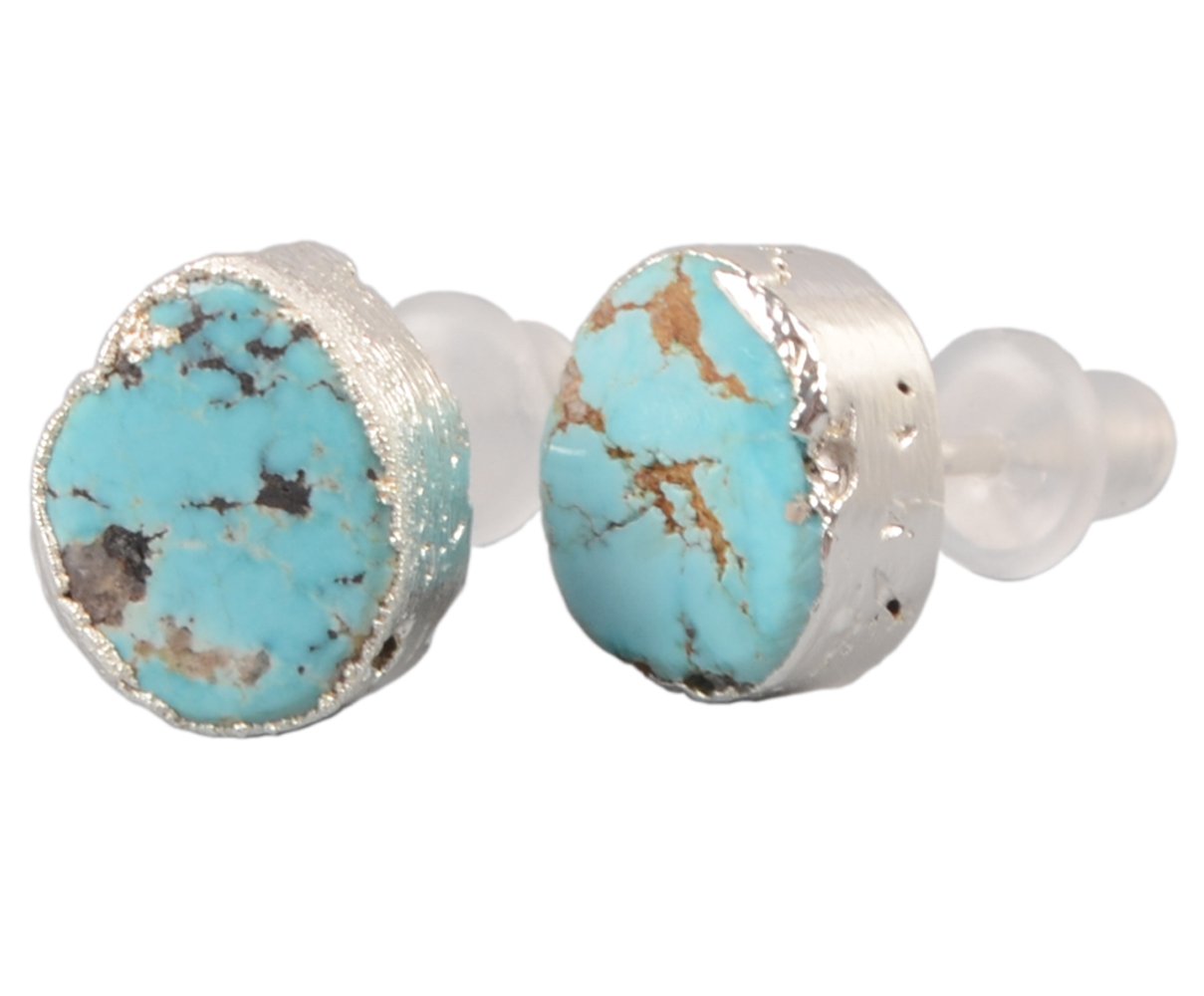ZENGORI 1 Pair 925 Sterling Silver Natural Freeform Turquoise Stud Earrings Women Jewelry SS043