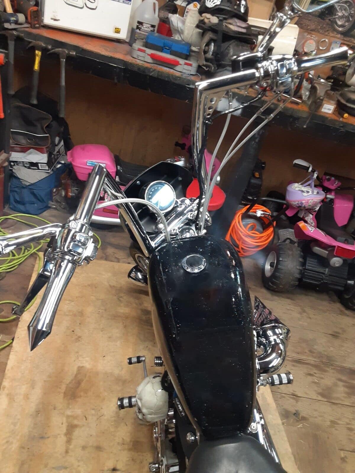 WeiSen Chrome 14" Ape Monkey Bar Handlebar 1-1/4" Handle Bars Compatible with Harley Dyna Softail Sportster XL 883 1200 & Touring Road Glide Road King Models
