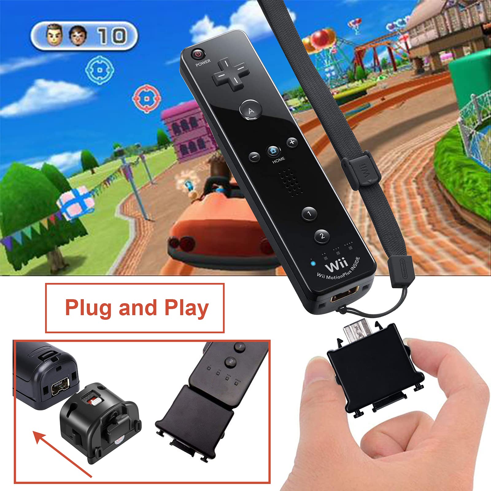 SogYupk Replacement for Wii Motion Plus Adapter,Compatible with Wii Remote Controller(Black,2pcs)