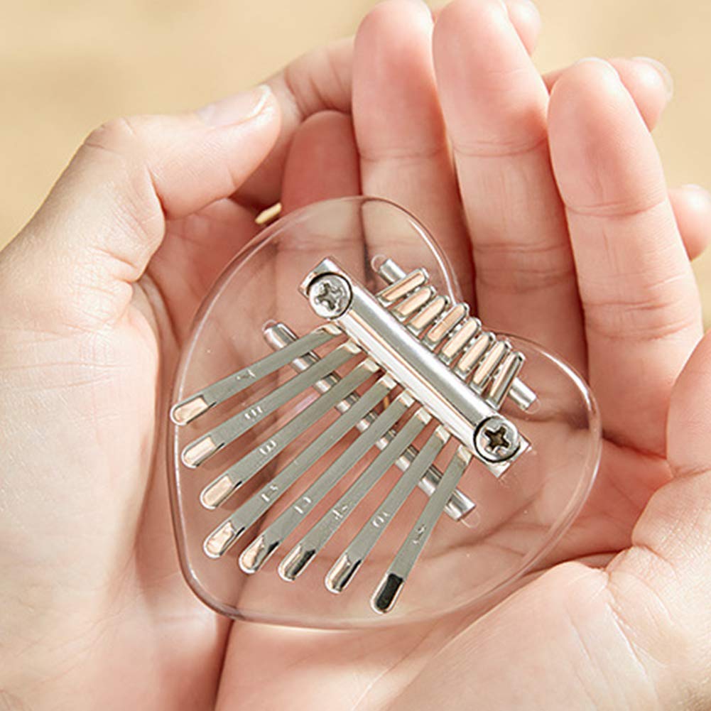 Thumb Piano, Portable Cute Mini Kalimba Beginner Musical Instrument | 8 Keys Transparent Acrylic Handheld Keyboard Pocket Finger Pendant for Children Gift
