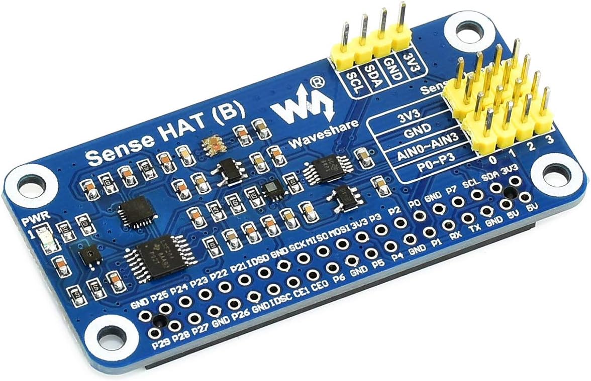 Waveshare Sense HAT (B) for Raspberry Pi Onboard Multi Powerful Sensors Supports External Sensors