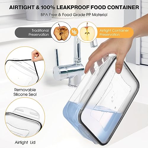 Tiastar 38PCS Food Storage Containers with Lids, Airtight Plastic Storage Containers, BPA Free &100% Leakproof Food Containers, Includes 16 Reusable Labels & 1 Marker