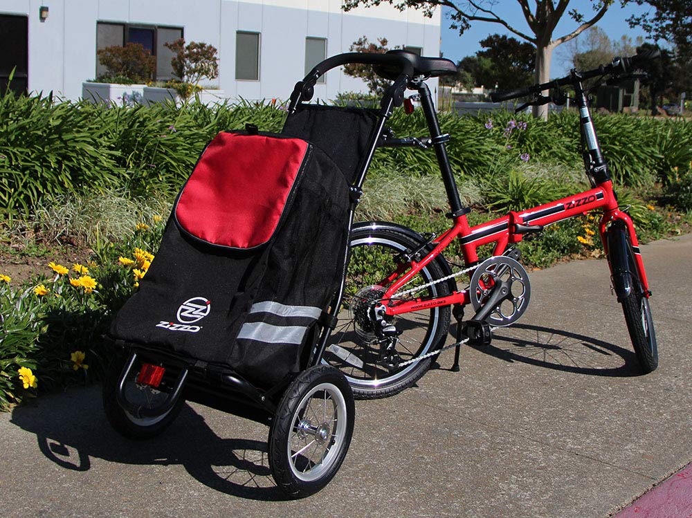 ZiZZO Compact Folding Cargo Bike Trailer with a Free Tote Bag and a Free Large Shopping Bag