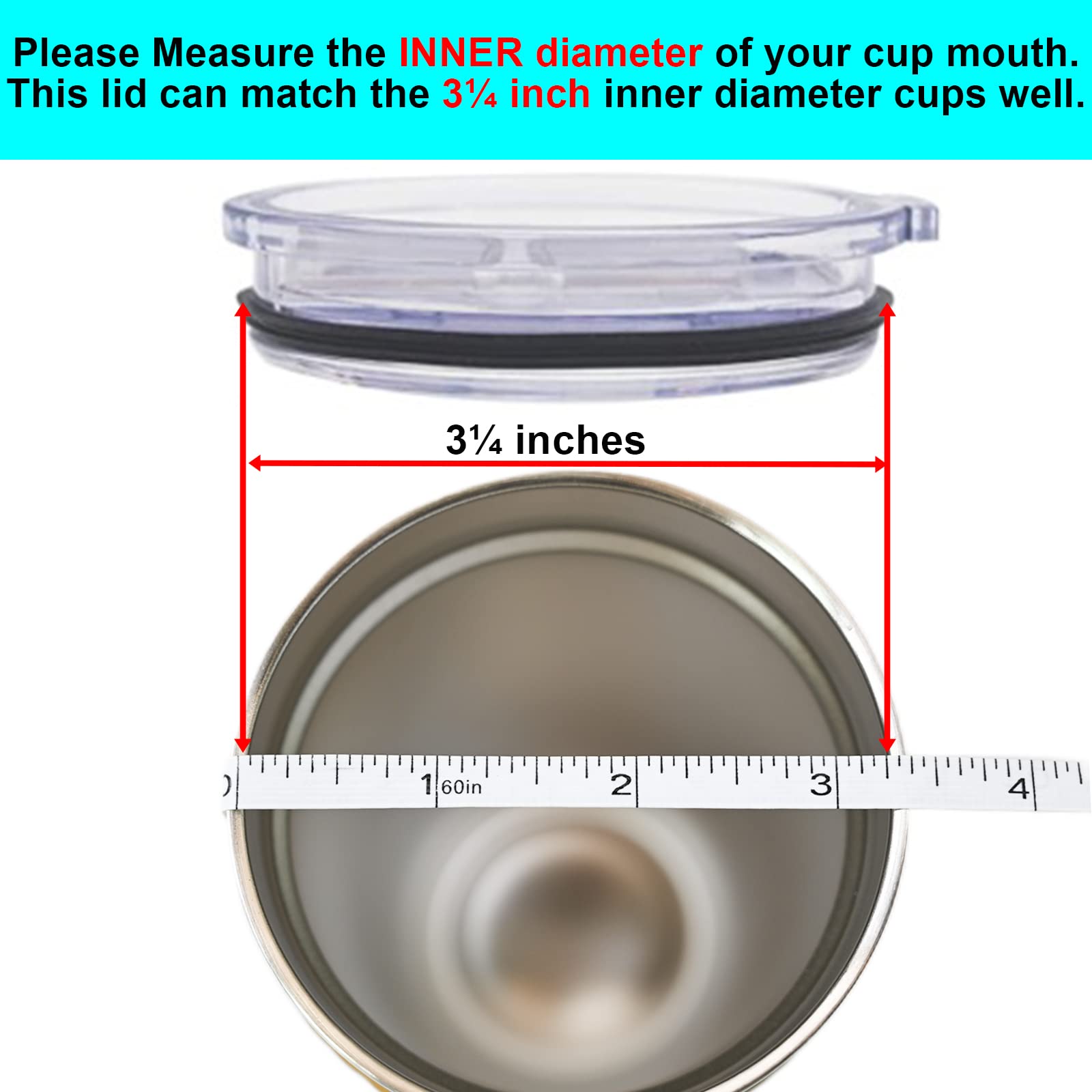 Wotermly 4 Pack Tumbler Replacement Lids for 20 oz Tumblers, Spill Proof Splash Resistant Lids Covers Fit for Rambler and More Coffee Mugs, 4 Lids