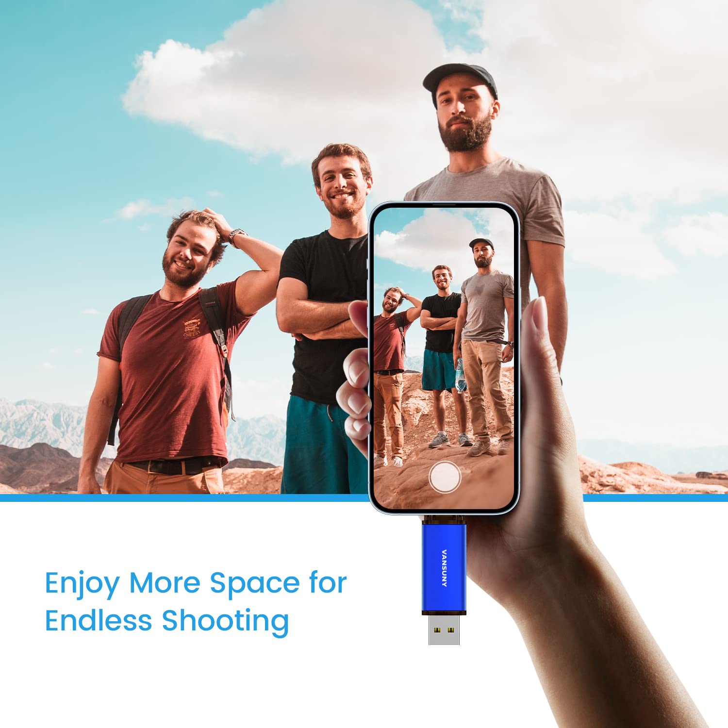 Vansuny Micro USB Flash Drive 32G OTG Flash Drive Compatible with Android Smartphone Tablet Micro-USB Dual Memory Stick for Laptop PC Mac Computer Car Audio Projector, Blue