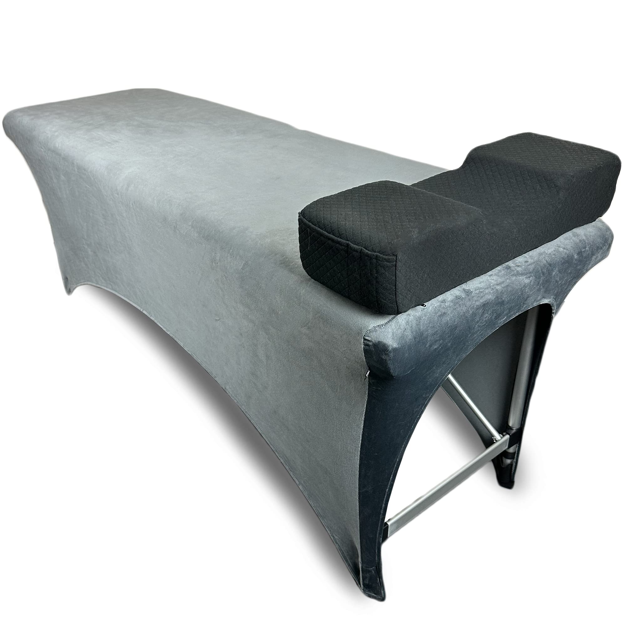 Xolloz Velvet Spa Bed Cover for Lash Extension Bed Lash Bed Cover - Excellent for a Lash Table or Massage Bed (Gray)